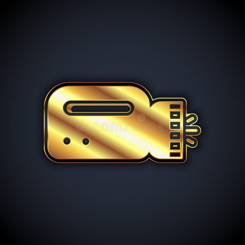 Gold Flashlight for Diver Icon Isolated on Black Background. Diving ...