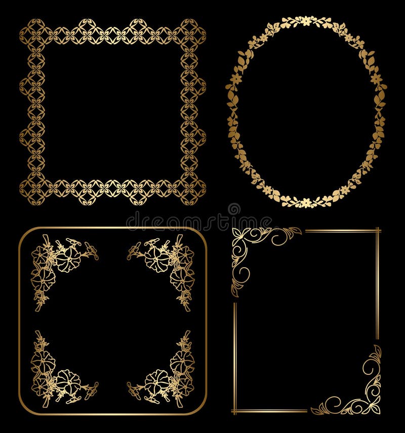 Gold Decorative Frames - Set - Vector Stock Vector - Illustration of ...