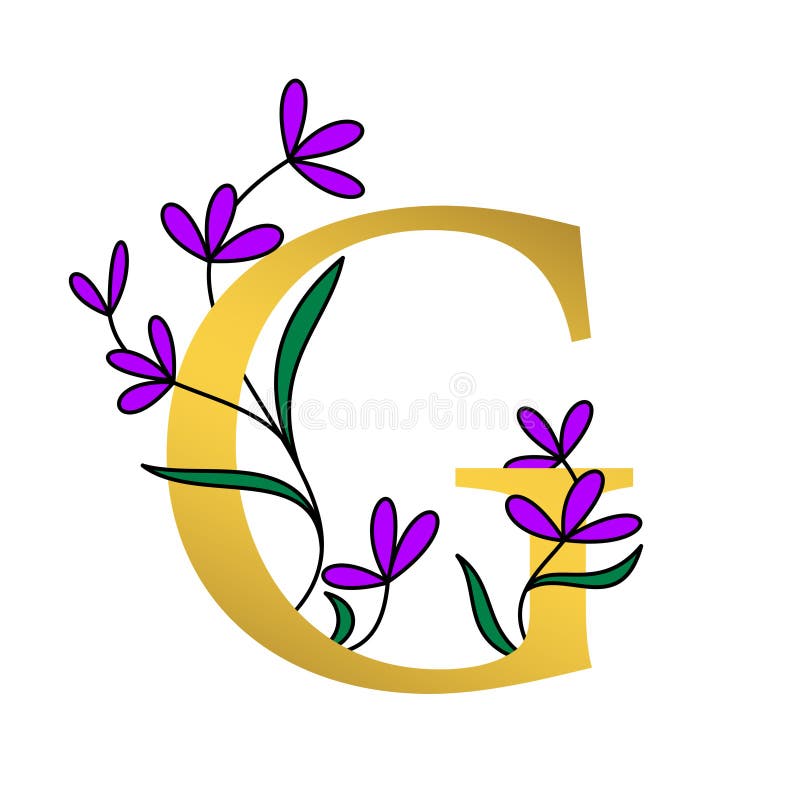 Gold and Floral Design Alphabet G Stock Illustration - Illustration of ...