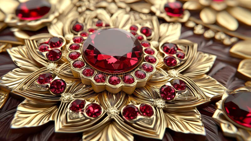 The Gold Floral Designs Have Ruby Gems Set Against a Dark Blue Marble ...