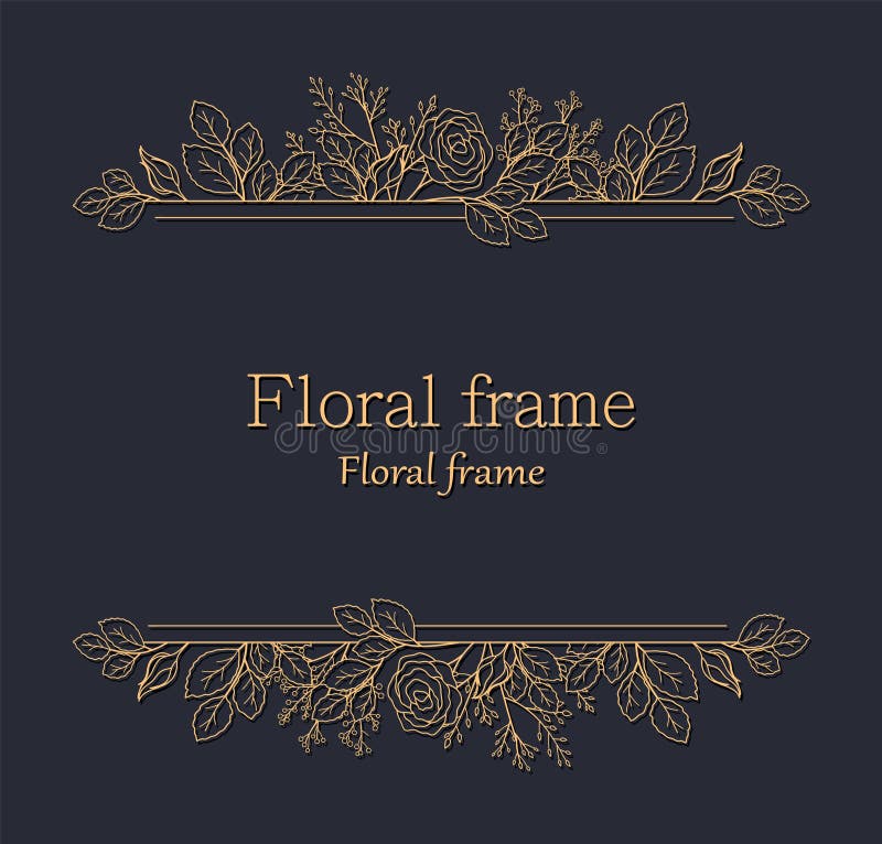 Gold Floral Frame and Border in Victorian Style, Gold Design with Roses ...