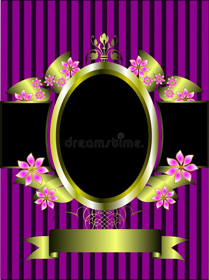 Gold Floral Frame On Purple Background Stock Vector - Illustration of ...