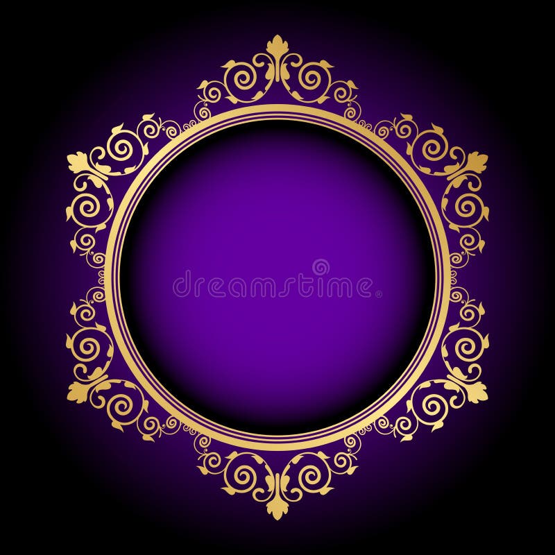 Gold Floral Frame On Purple Background Stock Vector - Illustration of ...