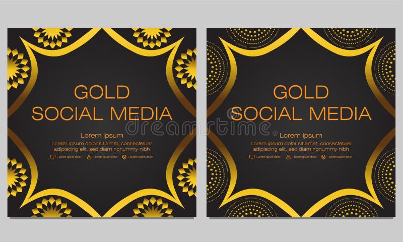 Gold Floral Social Media Post Template Stock Vector - Illustration of ...