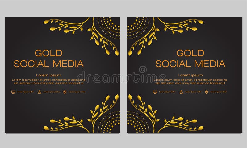 Gold Floral Social Media Post Template Stock Vector - Illustration of ...