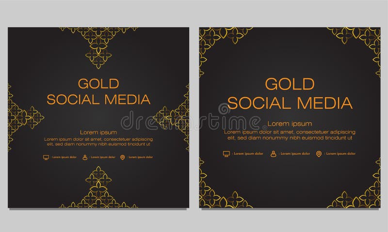 Gold Floral Social Media Post Template Stock Vector - Illustration of ...