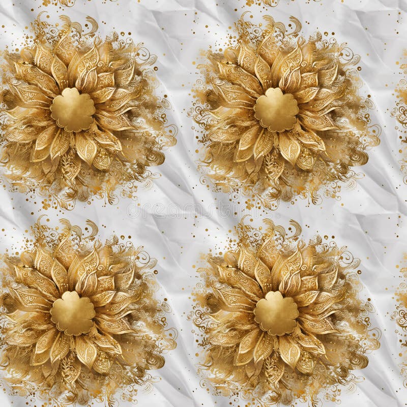 Gold Flower Carving Pattern Art Print Stock Illustration - Illustration ...