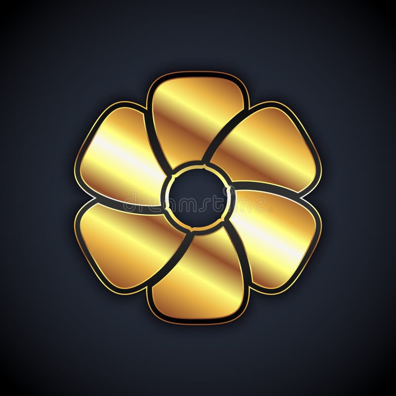 Gold Flower Icon Isolated on White Background. 3d Illustration 3D ...