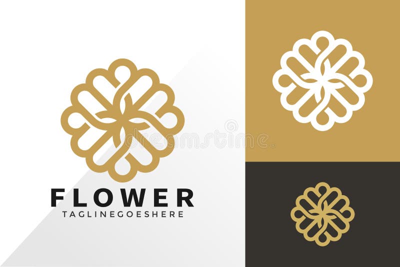 Gold Flower Logo and Icon Design Vector Concept for Template Stock ...