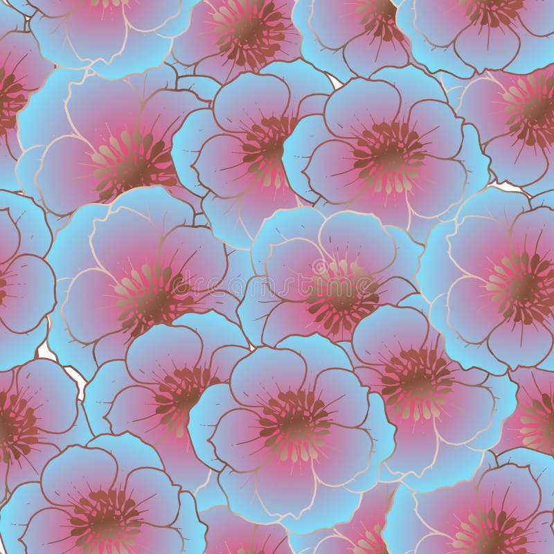 Seamless Dense Floral Pattern. Exotic Print with Rose, Purslane ...