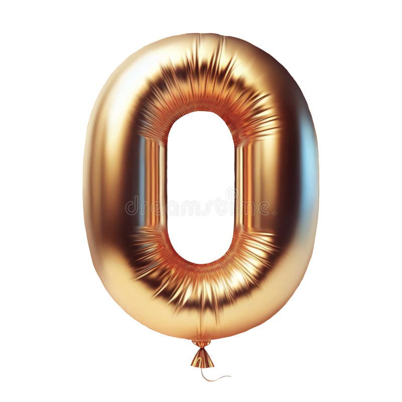 A Gold Foil Balloon in the Shape of the Number Zero. Stock Photo ...
