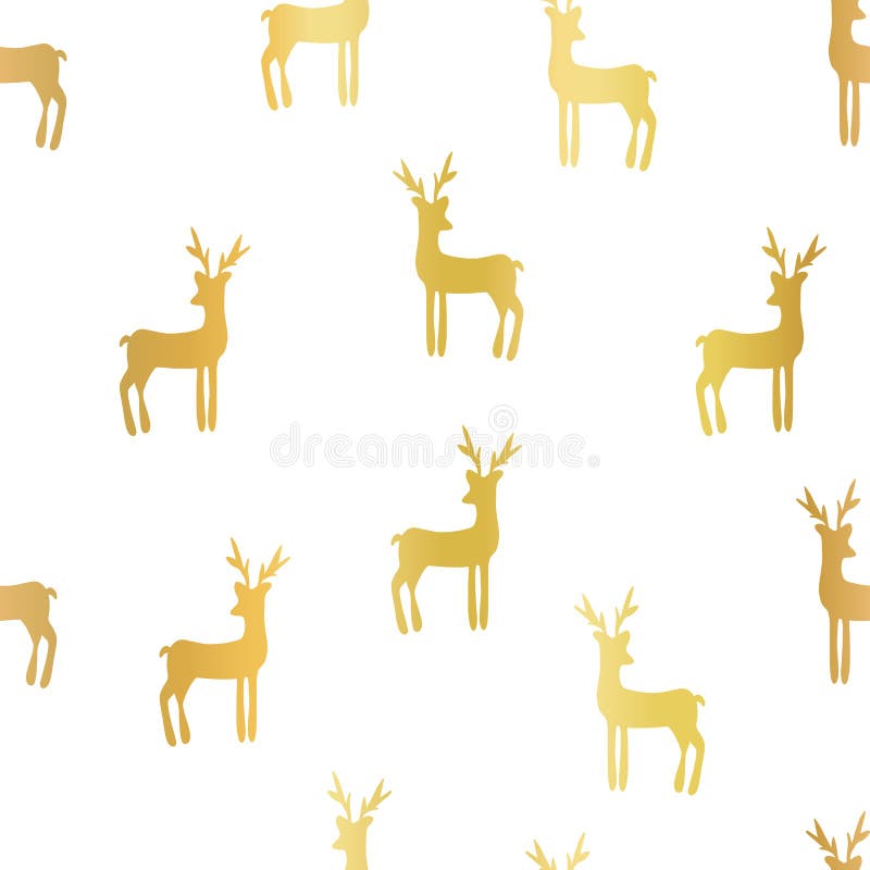 Gold Foil Deer Silhouettes Seamless Vector Background. Repeating ...