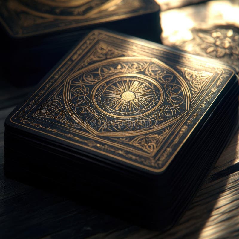 Gold Foil Design on Black Playing Cards Stock Illustration ...
