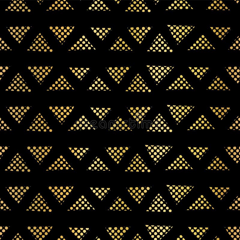 Golden Triangles Seamless Vector Border. Gold Foil Triangles Stock ...