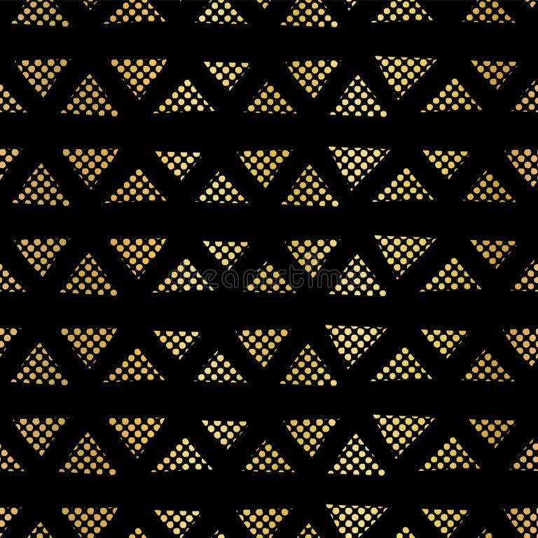 Gold Foil Geometric Triangle Seamless Vector Pattern. Shiny Lines of ...