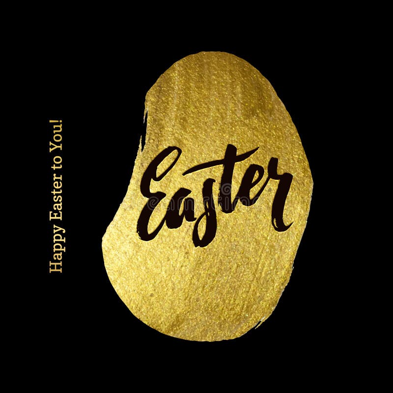 Gold Foil Happy Easter Greeting Egg Card Stock Vector - Illustration of ...