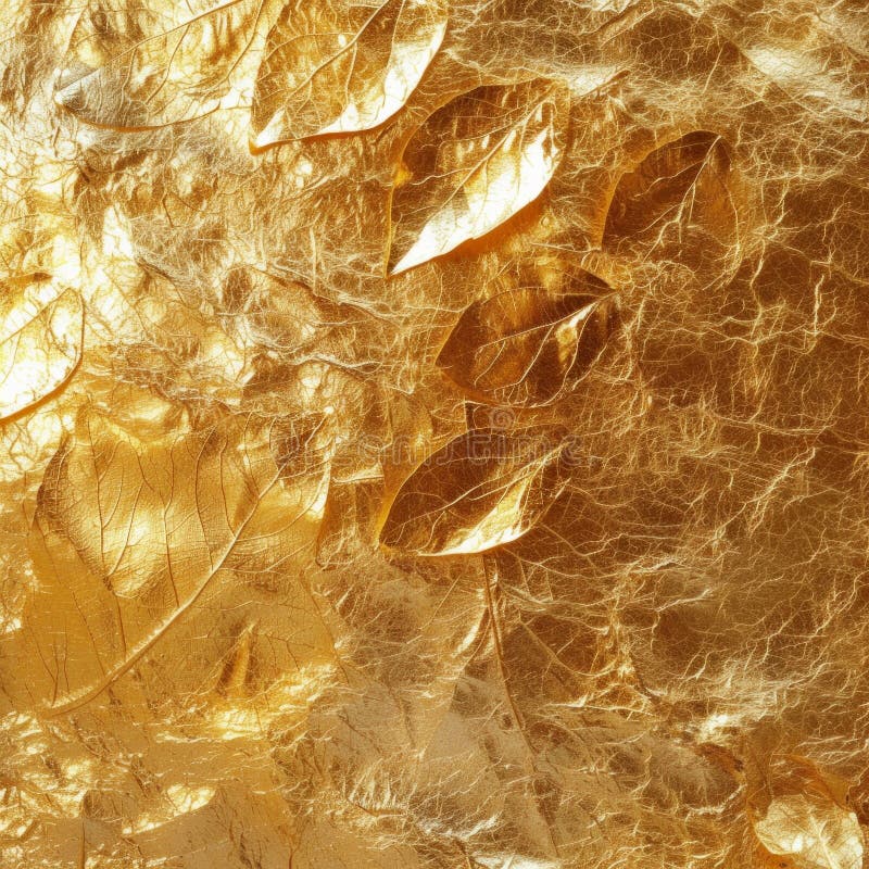 Gold Foil Leaf Texture, Glass Effect Background Stock Photo - Image of ...