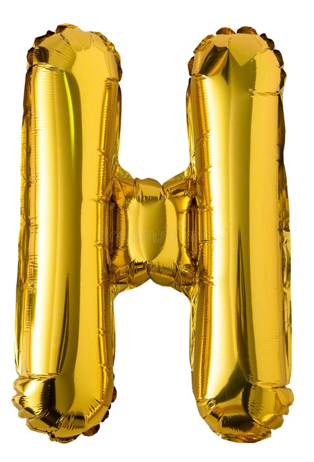 Gold Foil Letter H Balloon Isolated Stock Image - Image of party ...
