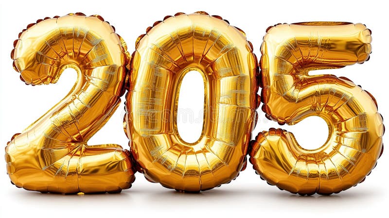 Gold Foil Number Balloons Forming 205 Against White Background Stock ...