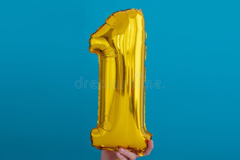 Gold Foil Number 1 Celebration Balloon Stock Image - Image of ...