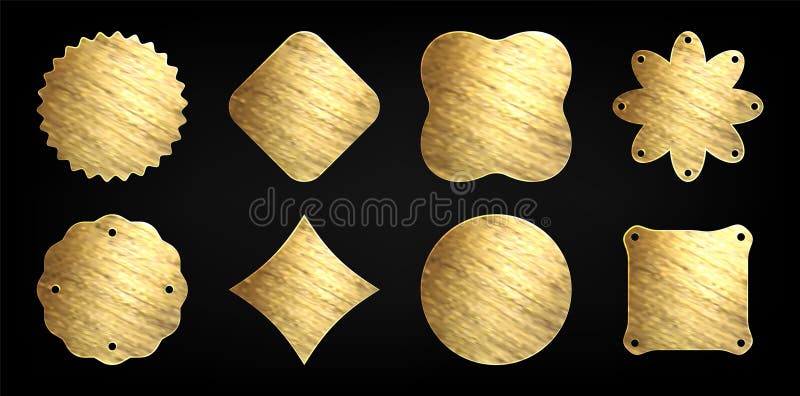 Gold Foil Sticker Set with Various Shapes Stock Illustration ...