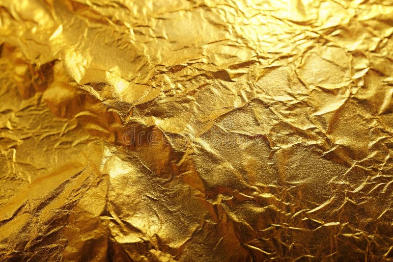 Gold Foil Texture, Crumpled, Close-up, Sunlight Background. Possible ...
