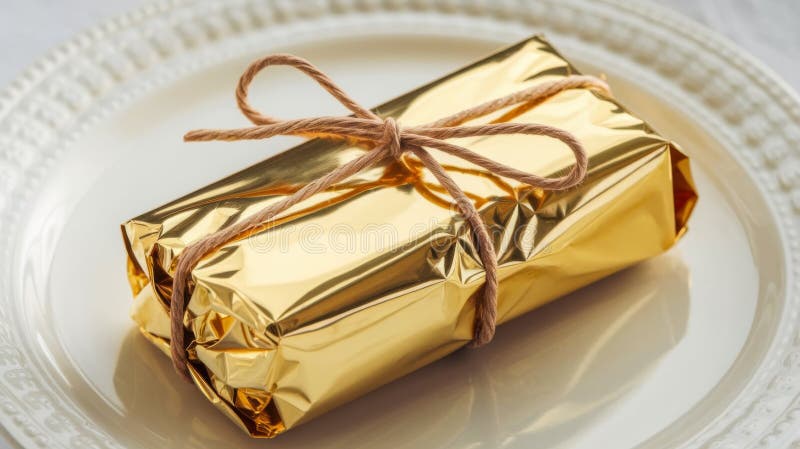 Gold Foil Wrapped Butter Isolated on White Background Stock ...