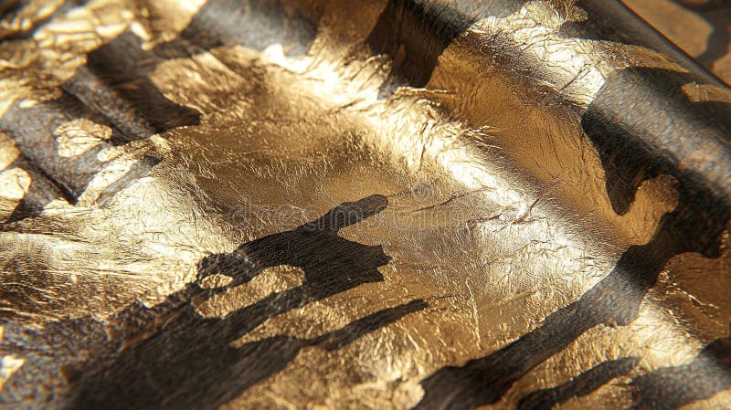 Gold Foil Wrapping Paper Displaying Reflective Textures and Creases ...
