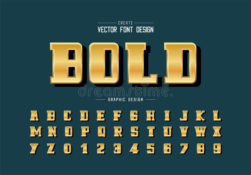 Golden Script Alphabet, Metallic Font, Embossed Numbers 0 1 2 3 4, 3d ...