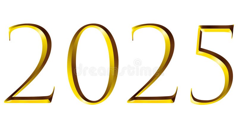 Gold Font 2025 New Year Date, Gold Numbers, Stock Illustration ...