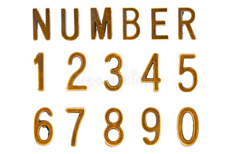 Gold Font Number 1 To 0 Retro Style Font Face Stock Image - Image of ...