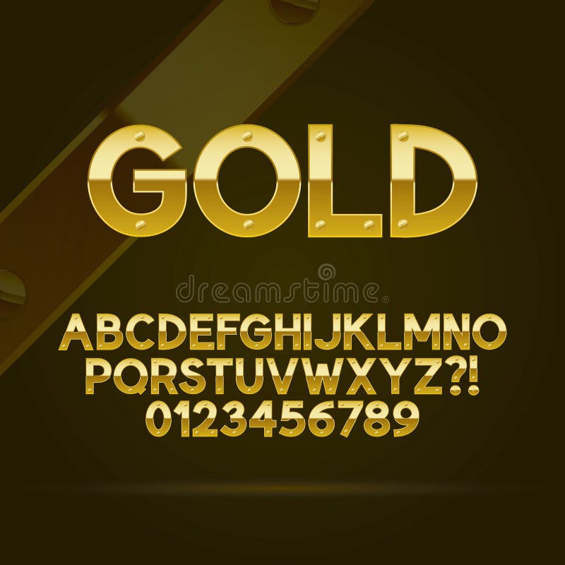 Vector gold font stock vector. Illustration of text, sign - 41174607