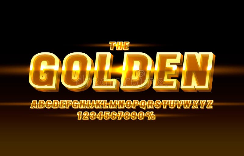 Gold Font Set Collection, Letters and Numbers Symbol. Vector Stock ...