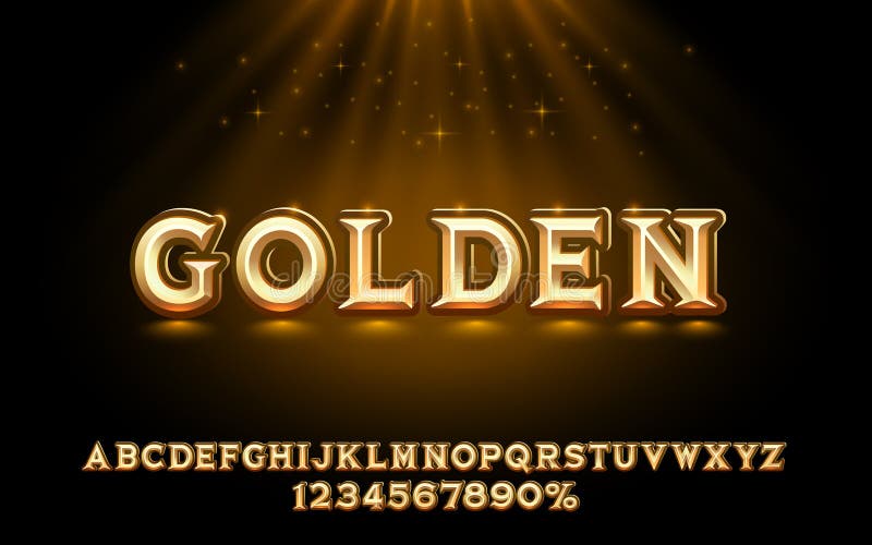 Gold Font Set Collection, Letters and Numbers Symbol. Vector Stock ...