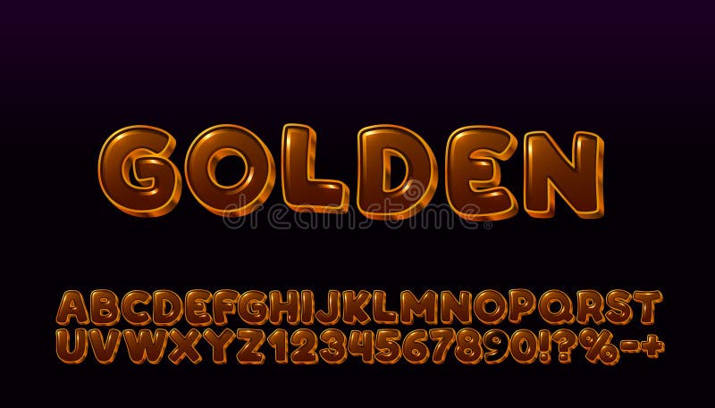 Gold Font Set Collection, Letters and Numbers Symbol. Vector ...