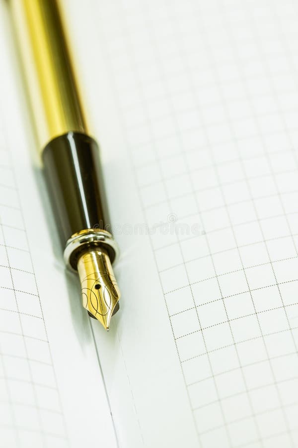Gold fountain pen stock image. Image of notebook, business - 59068235