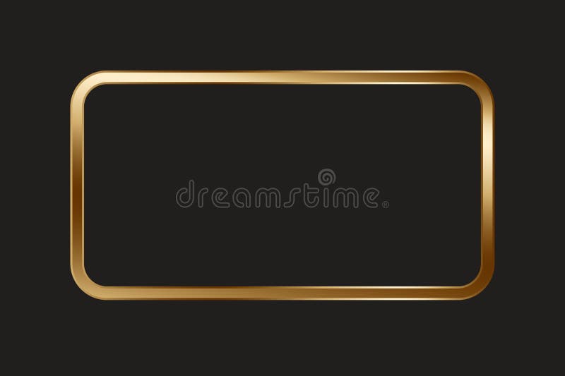 Golden Rectangle Frame with Metallic Shine on Dark Background Stock ...