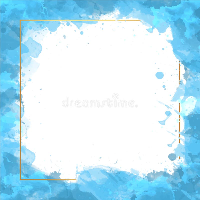 Gold Frame with Abstract Blue Watercolor Borders Stock Vector ...