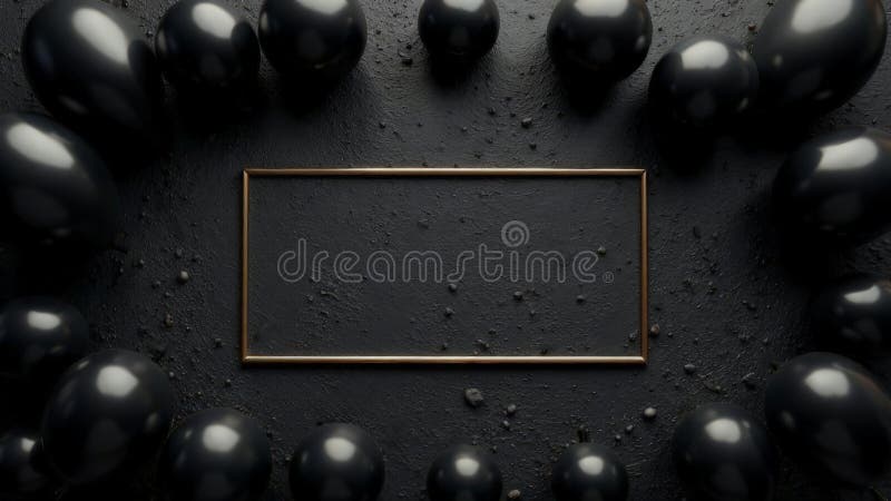 Gold Frame with Black Balls of Different Sizes Stock Illustration ...