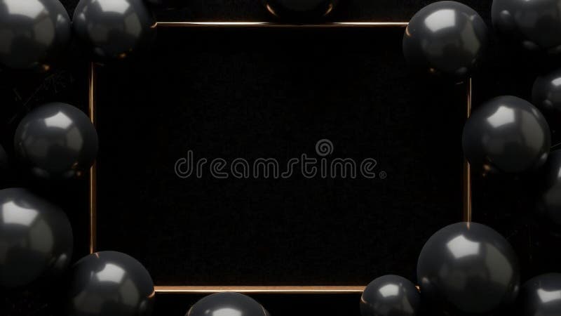 Gold Frame with Black Balls of Different Sizes Stock Illustration ...
