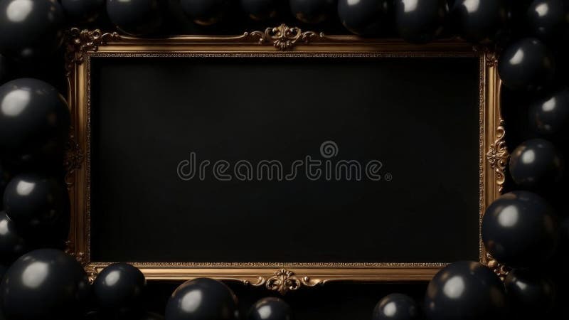 Gold Frame with Black Balls of Different Sizes Stock Illustration ...