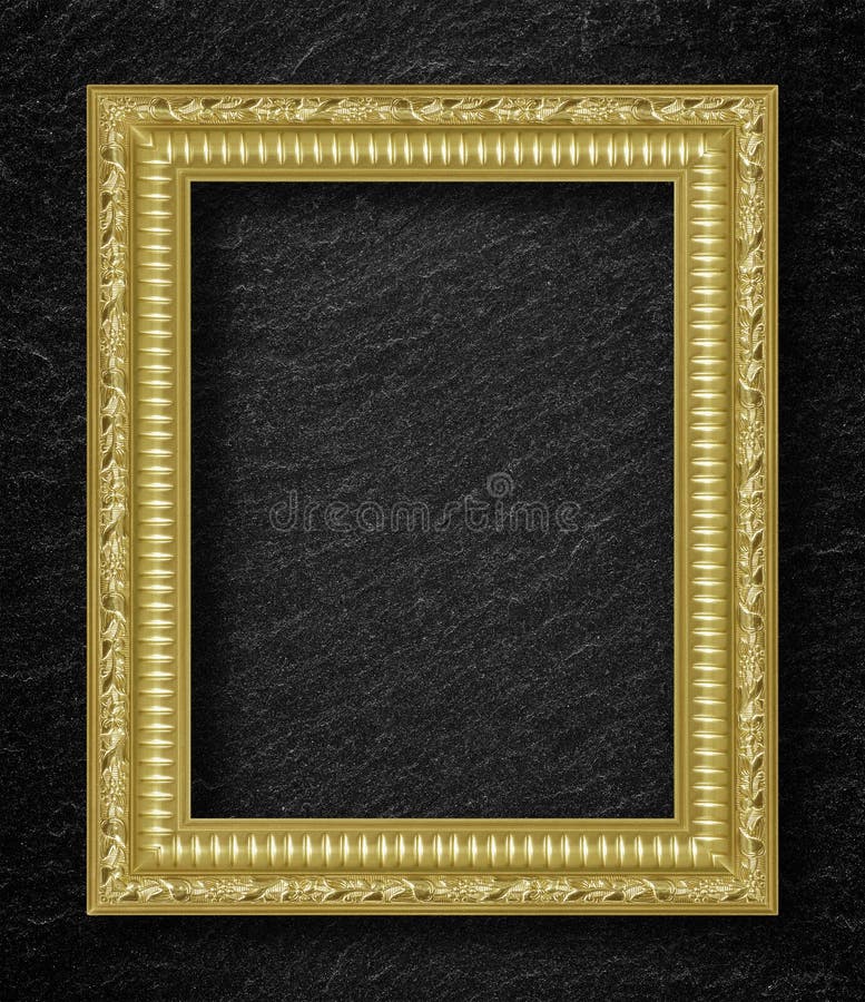 Gold frame on black slate stock image. Image of ancient - 96799987