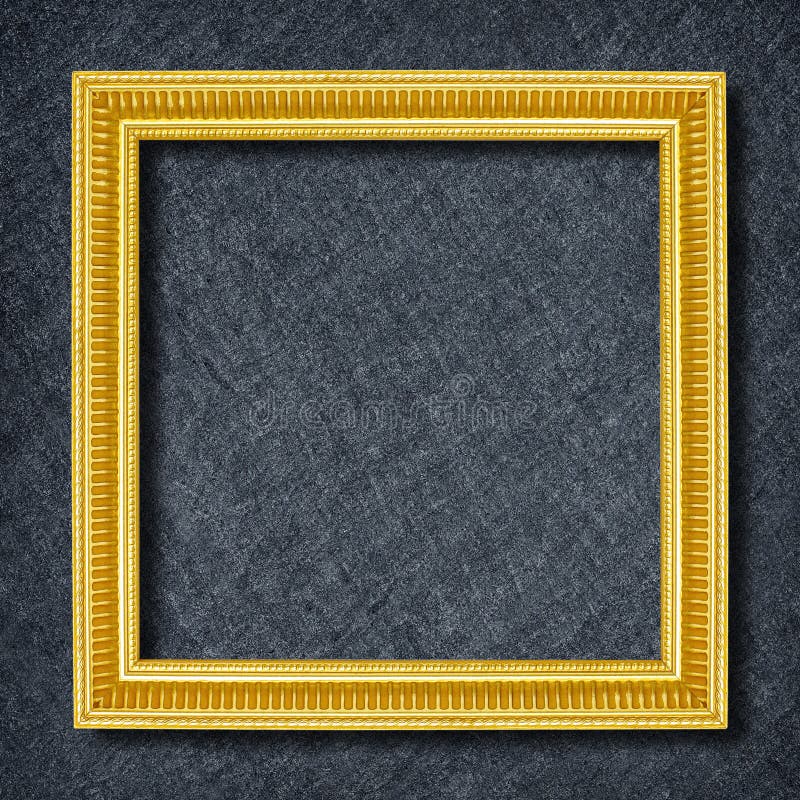 Gold Frame on Dark Grey Black Slate Background or Texture Stock Image ...
