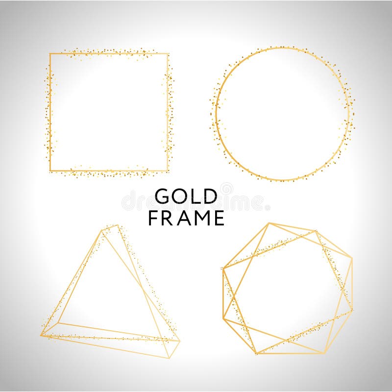Gold Frame Decor Isolated Vector Shiny Gold Metallic Gradient Border ...