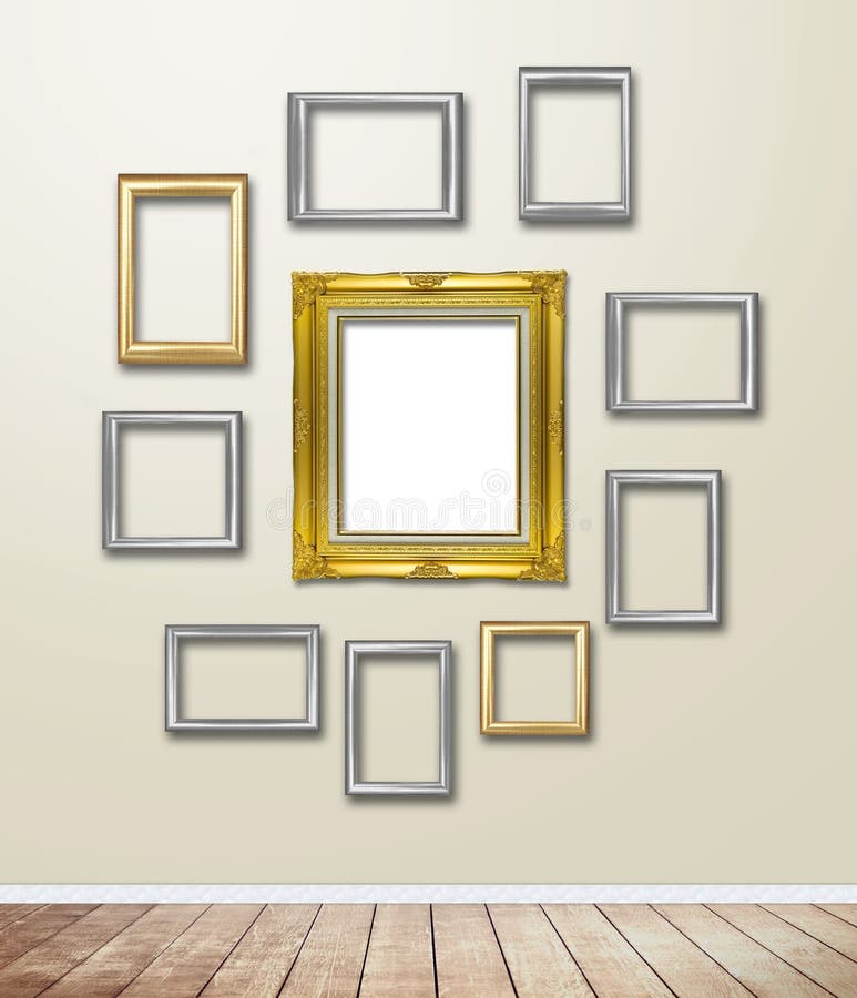 Gold Frame Decor on Wallpaper with Light Flare. Stock Image - Image of ...