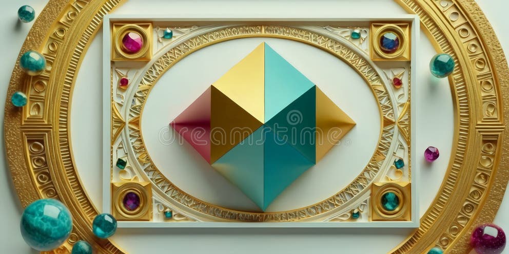 Gold Frame with Diamond in the Middle Stock Illustration - Illustration ...