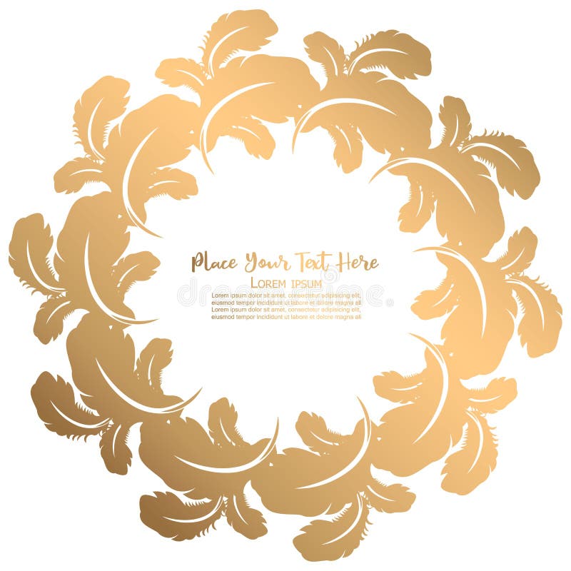 Gold Frame with Feathers. Vector Illustration Stock Vector ...