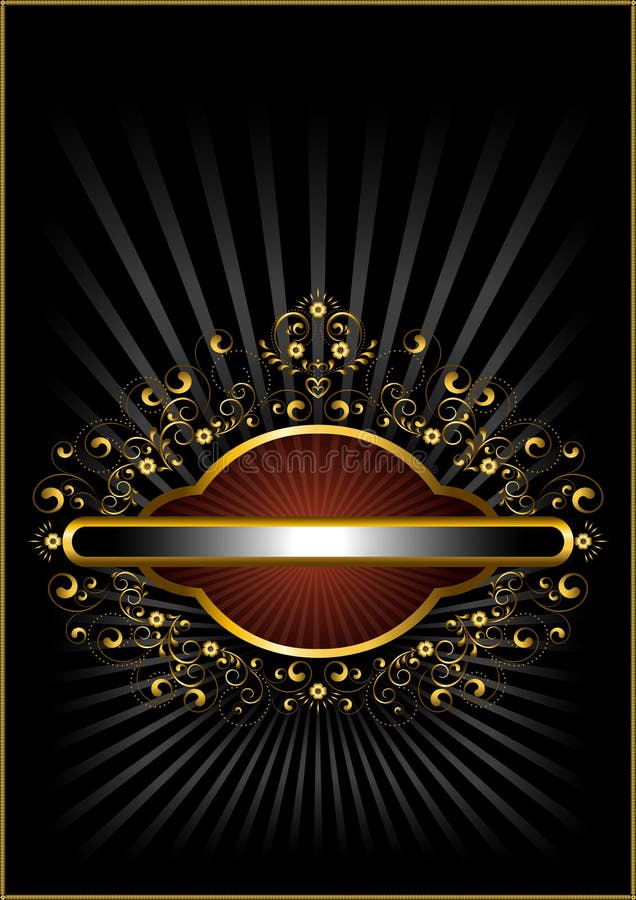 Gold Ornament and Gold Stripes with Ribbon Stock Illustration ...