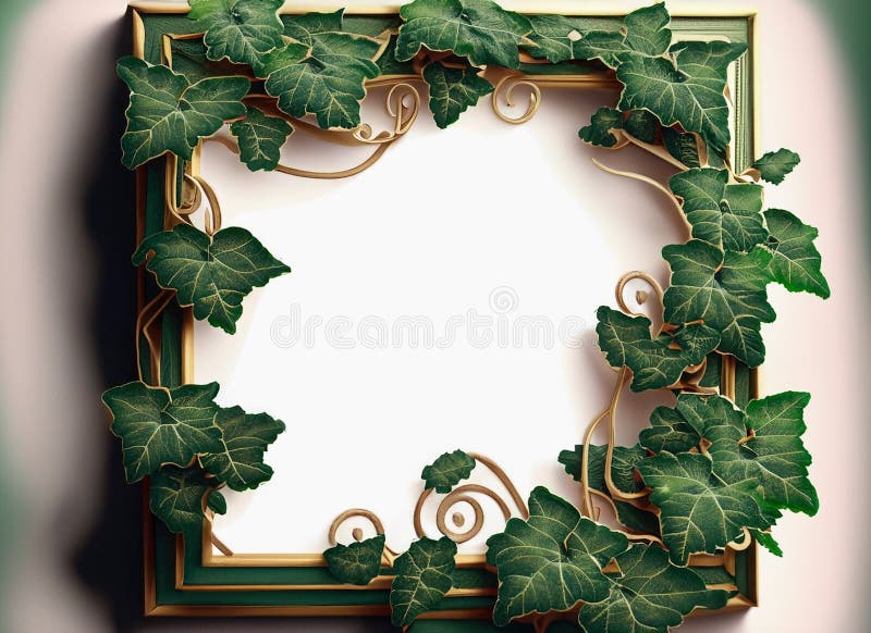 Gold frame with ivy stock illustration. Illustration of wall - 303518516