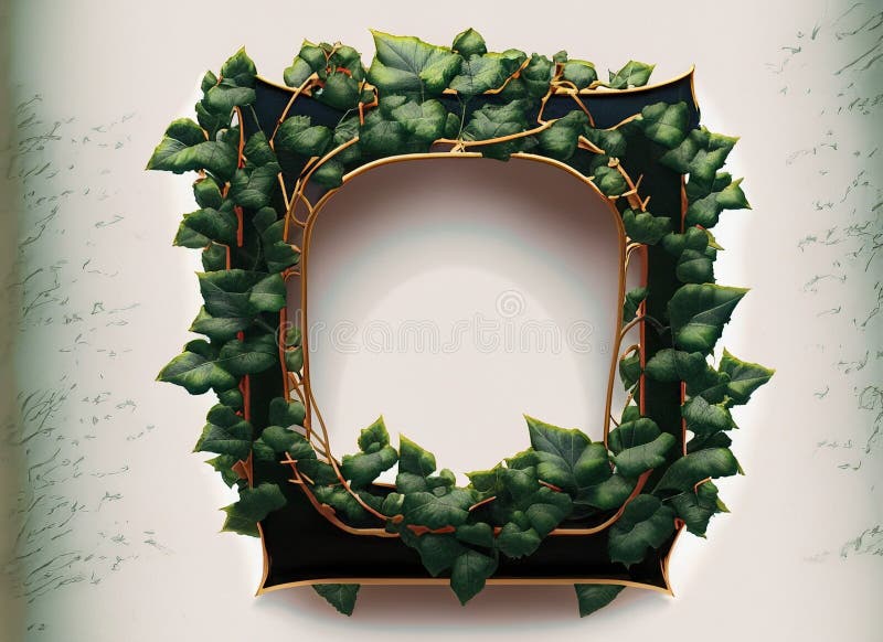 Gold frame with ivy stock illustration. Illustration of wall - 303518543
